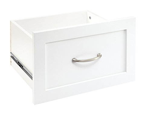 ClosetMaid SuiteSymphony Wood Drawer Add On Accessory, Shaker Style, for Storage, Closet, Clothes, 16" X 10", Pure White