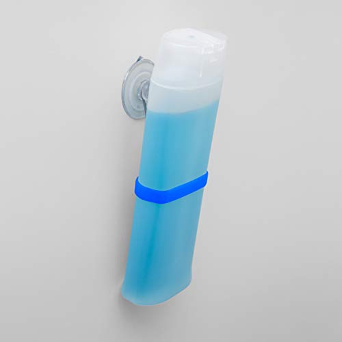Shower Bandit Shower Caddy for The Wall with Shower Suction Cup and Rust Proof Hook Hang Shampoo/Conditioner Bottles on on Smooth Surfaces - Pack of 4 (Blue)