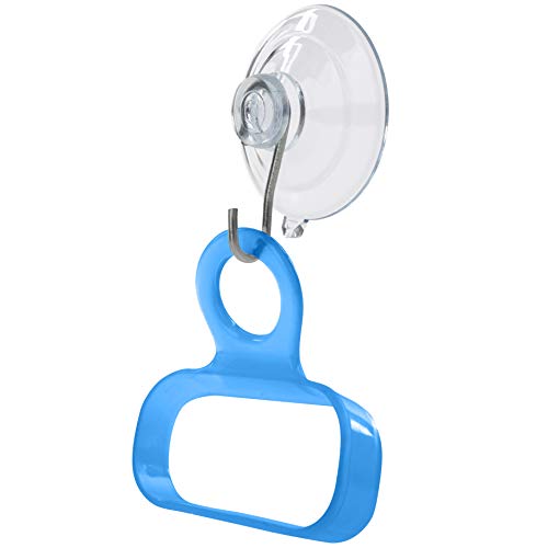 Shower Bandit Shower Caddy for The Wall with Shower Suction Cup and Rust Proof Hook Hang Shampoo/Conditioner Bottles on on Smooth Surfaces - Pack of 4 (Blue)
