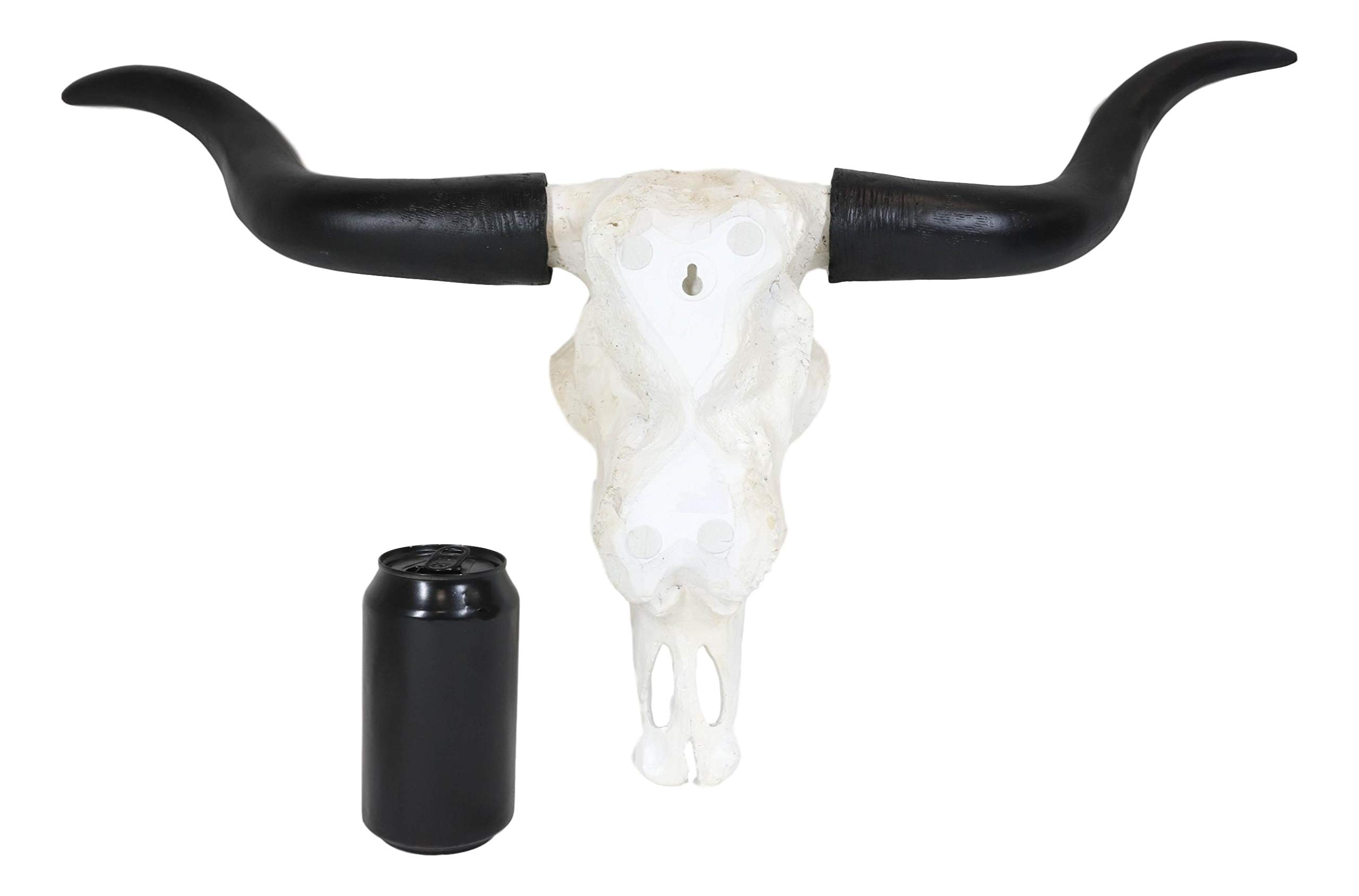 Ebros 27.5" Wide Southwest Rustic Off White Steer Bison Buffalo Bull Cow Horned Skull Head With Scroll Lace Filigree Design Hanging Wall Mount Decor Native Animal Totem Bust Skulls Western Accent