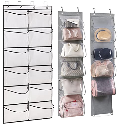 KIMBORA 12 Extra Large Pockets Shoe Organizer and 2 Packs Hanging Purse Organizer