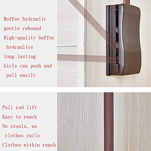 Pull Down Closet Rod Wardrobe Lift Heavy Duty Pull Down Closet Rod For Hanging Clothes Wardrobe Lift Rail, Aluminum Adjustable Width 51-120cm, Cabinet Rail Lifter Hanger Organizer Storage System ( Col