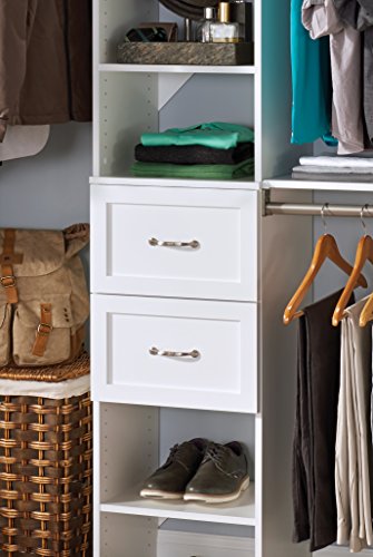 ClosetMaid SuiteSymphony Wood Drawer Add On Accessory, Shaker Style, for Storage, Closet, Clothes, 16" X 10", Pure White