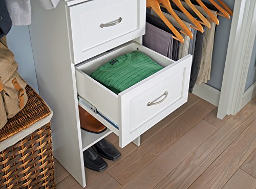 ClosetMaid SuiteSymphony Wood Drawer Add On Accessory, Shaker Style, for Storage, Closet, Clothes, 16" X 10", Pure White