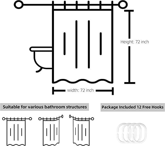 4pcs Marble Shower Curtain Bathroom Set, Abstract Marble Pattern Bathtub Accessory Kit with Bath Rugs Non-Slip Mat Toilet Seat Cover, Luxury Complete Wet Room Decor (Purple)
