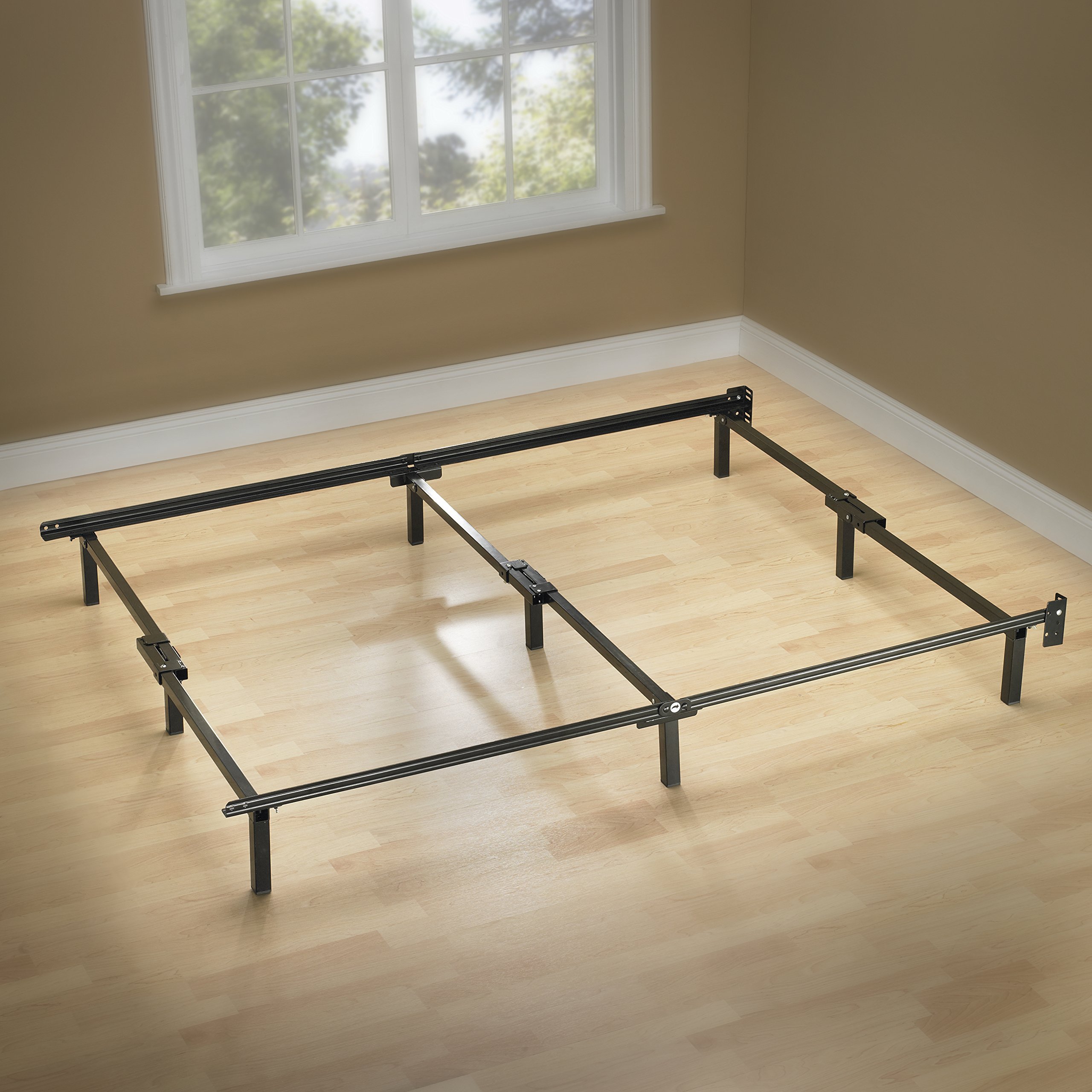 ZINUS Metal 9 Inch Box Spring with Wood Slats, Sturdy Steel Structure, Easy Assembly and Compack 7 Inch Metal Bed Frame, Black, California King