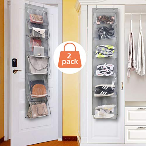 KIMBORA 12 Extra Large Pockets Shoe Organizer and 2 Packs Hanging Purse Organizer