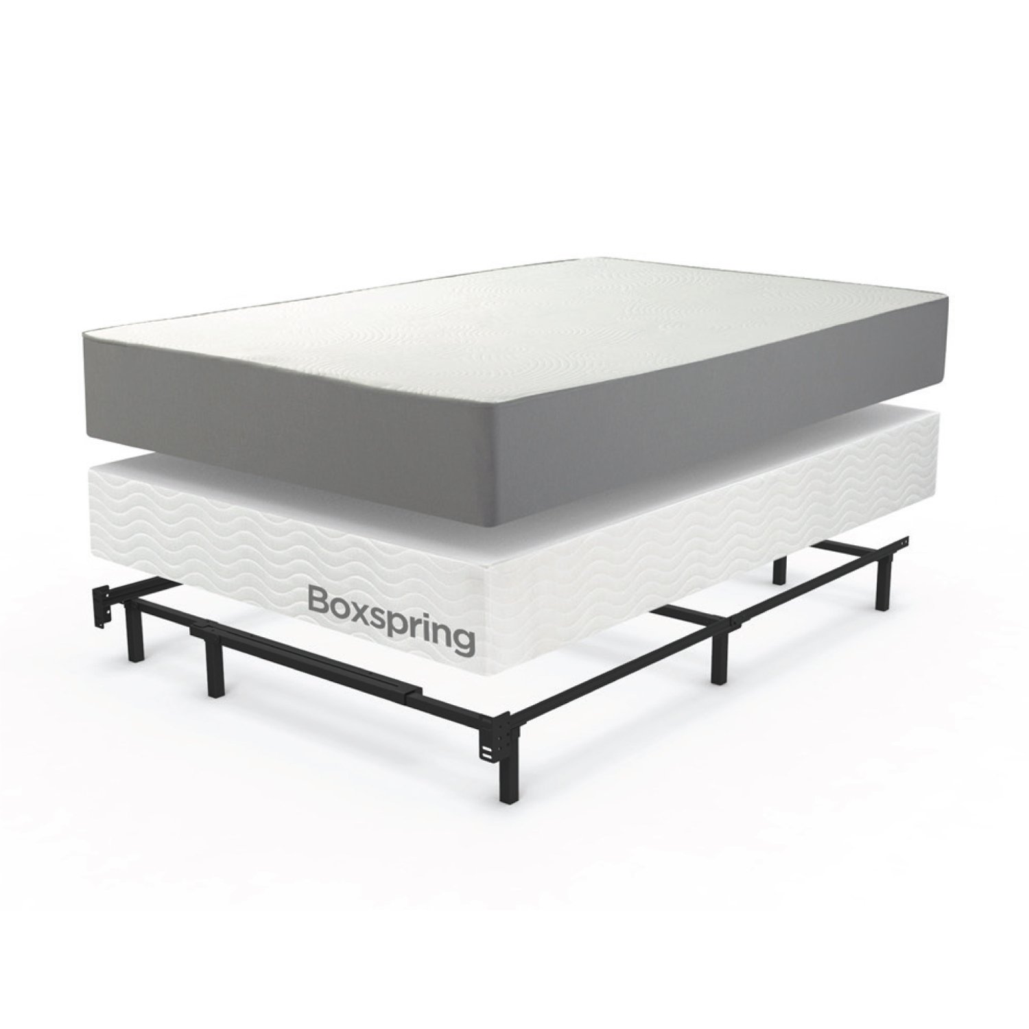 ZINUS Metal 9 Inch Box Spring with Wood Slats, Sturdy Steel Structure, Easy Assembly and Compack 7 Inch Metal Bed Frame, Black, California King