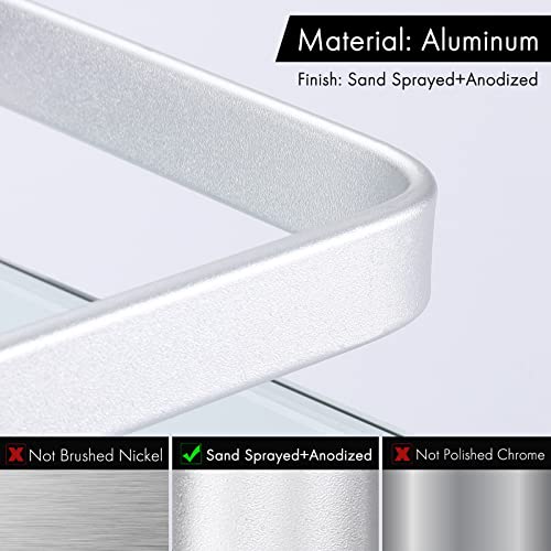 KES Glass Corner Shelf Bathroom, Corner Shower Shelf with Rail Wall Mount 2 Tier Sand Sprayed Silver Finish, A4120A-P2