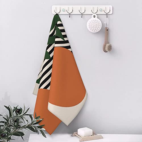 Mid Century Boho Hand Towel Bohemian Abstract Leaves Kitchen Dishes Towels for Shower Pool Beach Spa Gym Yoga Travel
