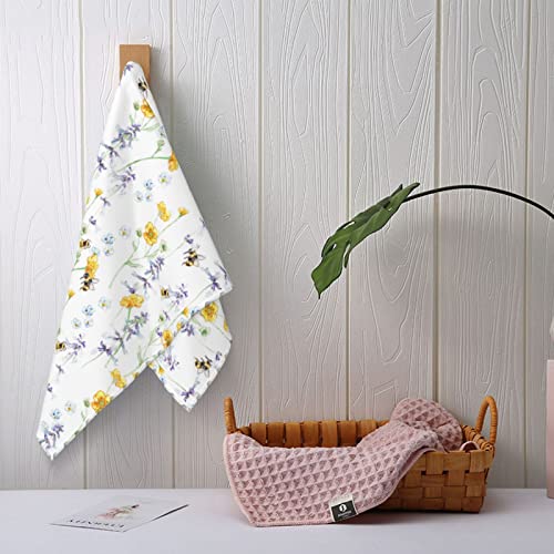 Hand Towel Spring Flower Bumble Bee for Bathroom Kitchen Microfiber Fingertip Bath Towels 12 x 27.5 Inch Soft Decorative Home Hotel Gym Laundry Room