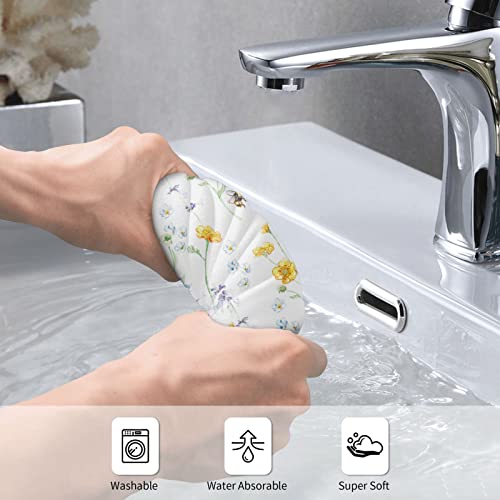 Hand Towel Spring Flower Bumble Bee for Bathroom Kitchen Microfiber Fingertip Bath Towels 12 x 27.5 Inch Soft Decorative Home Hotel Gym Laundry Room