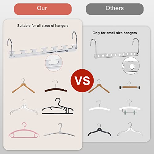 Space Saving Hangers Upgraded - 5 Pack Adjustable 6 to 9 Holes Magic Clothing Hangers, Sturdy Metal Closet Organizers and Storage Hangers Space Saving for Heavy Clothes, College Dorm Room Essentials