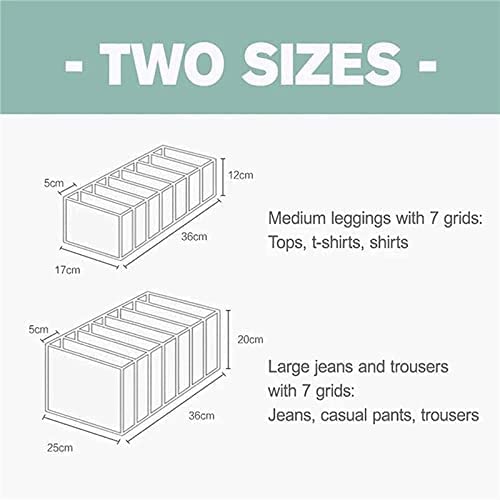 Aoser Wardrobe Clothes Organizer（2pcs）, 7 Grids Washable Organizer, Jeans Compartment Storage Box, Closet Organizers (2pcs Grid)