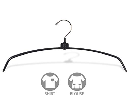 Black Rubberized Ultra-Thin Metal Hangers, Space Saving Arched Top Hangers with Vinyl Non-Slip Coating & Chrome Hook (Set of 50) by The Great American Hanger Company
