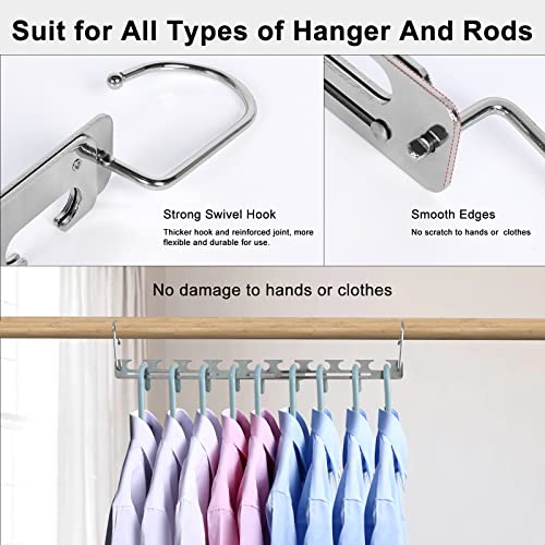 Space Saving Hangers Upgraded - 5 Pack Adjustable 6 to 9 Holes Magic Clothing Hangers, Sturdy Metal Closet Organizers and Storage Hangers Space Saving for Heavy Clothes, College Dorm Room Essentials