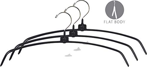 Black Rubberized Ultra-Thin Metal Hangers, Space Saving Arched Top Hangers with Vinyl Non-Slip Coating & Chrome Hook (Set of 50) by The Great American Hanger Company