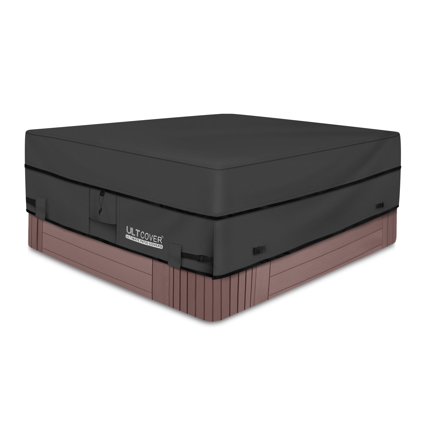 ULTCOVER Waterproof 600D Polyester Square Hot Tub Cover Outdoor SPA Covers 76 x 76 inch, Black