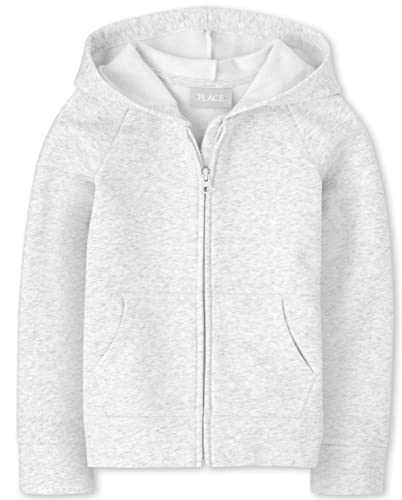 The Children's Place girls French Terry Zip Up Hoodie Shirt, Heather Lunar, Small US