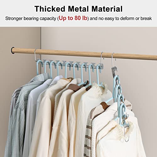 Space Saving Hangers Upgraded - 5 Pack Adjustable 6 to 9 Holes Magic Clothing Hangers, Sturdy Metal Closet Organizers and Storage Hangers Space Saving for Heavy Clothes, College Dorm Room Essentials
