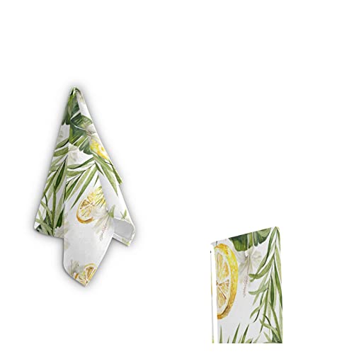 Kigai Tropical Lemon Flowers Hand Towels, Soft & Absorbent Bathroom Guest Towels Kitchen Towels Fingertip Towel for Beach Gym Spa 14x28 Inch (2PACK)