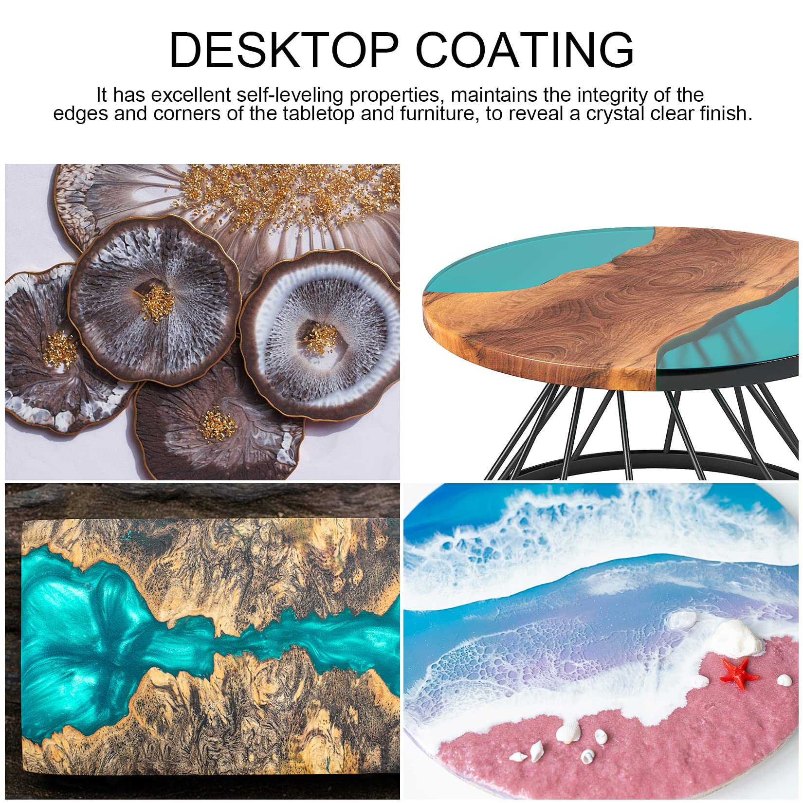 Epoxy Resin Clear Crystal Coating Kit 600ml/23oz - 2 Part Casting Resin for Art, Craft, Jewelry Making, River Tables, with Resin Glitter, Gloves, Measuring Cup and Wooden Sticks
