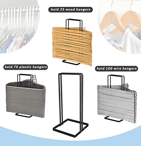 Hanger Organizer Stacker Clothes Storage Stand for Laundry Room Closet Space Saving Sturdy Adult Baby Clothes Rack Holder Black Holds up 90 Wire Hangers