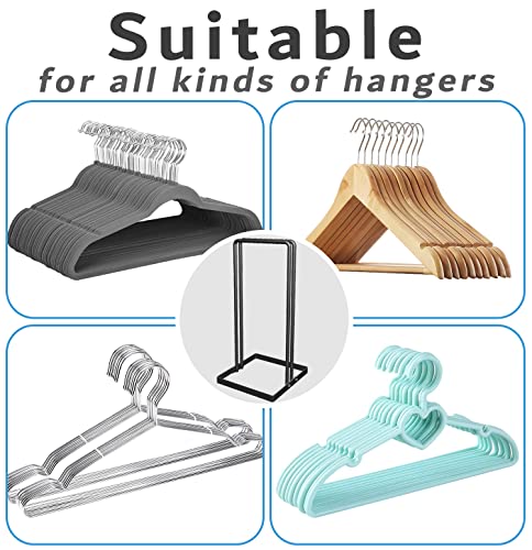 Hanger Organizer Stacker Clothes Storage Stand for Laundry Room Closet Space Saving Sturdy Adult Baby Clothes Rack Holder Black Holds up 90 Wire Hangers