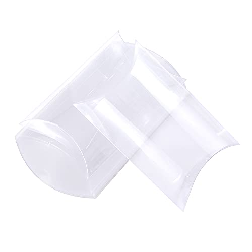 Ezek 20pcs Clear Pillow Gift Boxes 5 x 4.1 x 1.6 inches Transparent Container for Present Ornaments Jewelry Accessories Flowers Christmas Wedding Birthday Party Baby Shower Favors.