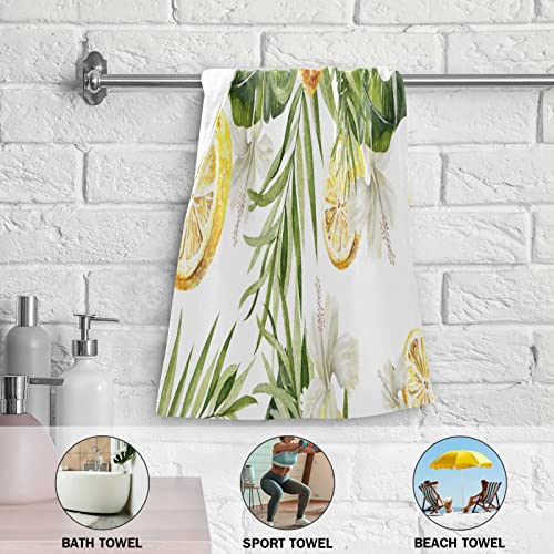 Kigai Tropical Lemon Flowers Hand Towels, Soft & Absorbent Bathroom Guest Towels Kitchen Towels Fingertip Towel for Beach Gym Spa 14x28 Inch (2PACK)