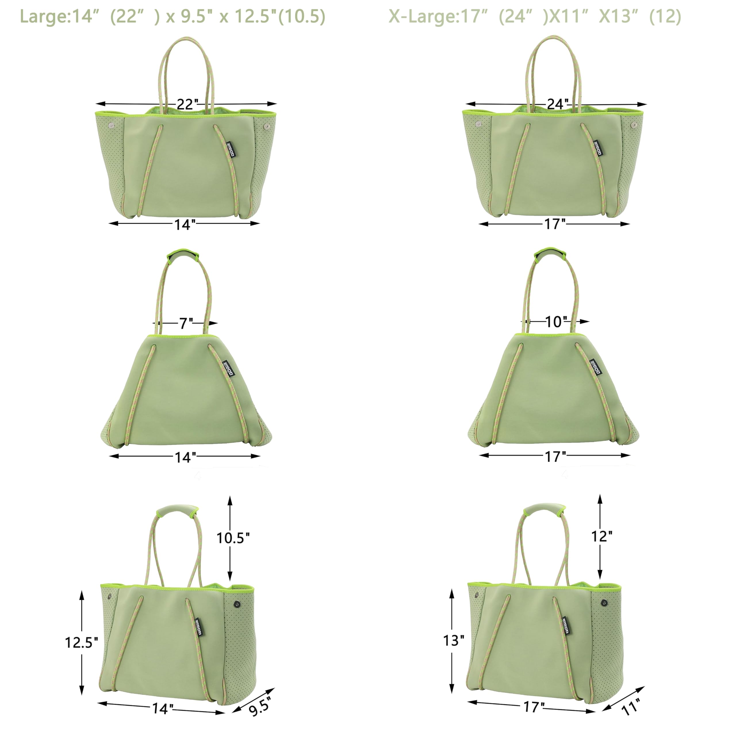 QOGiR Neoprene Multipurpose Beach Bag Tote with Inner Zipper Pocket … … …