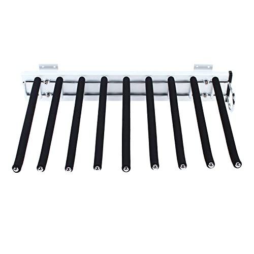 Pull Out Trouser Rack Closet Pants Hanger 9 Arms Slide Out Pants Storage Holder,Steel Closet Organizer Rack for Pants 18.11x12.83in,Right Side Mount