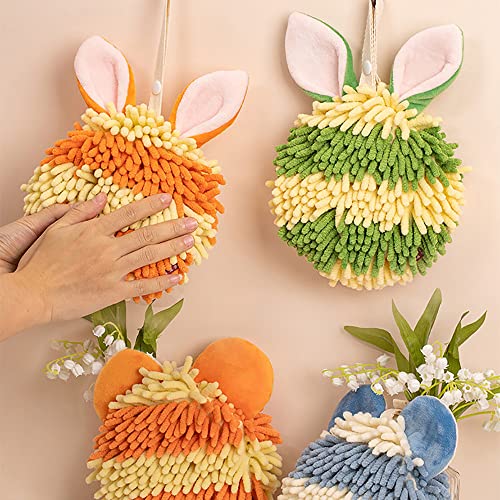 ALSAM 2 PCS Soft Chenille Hanging Hand Towels,Kitchen Hand Towels with Loop,Bathroom Hand Towels Hanging,Quick Dry Cloths for Cleaning,Soft Absorbent Microfiber Hand Towels (Blue)