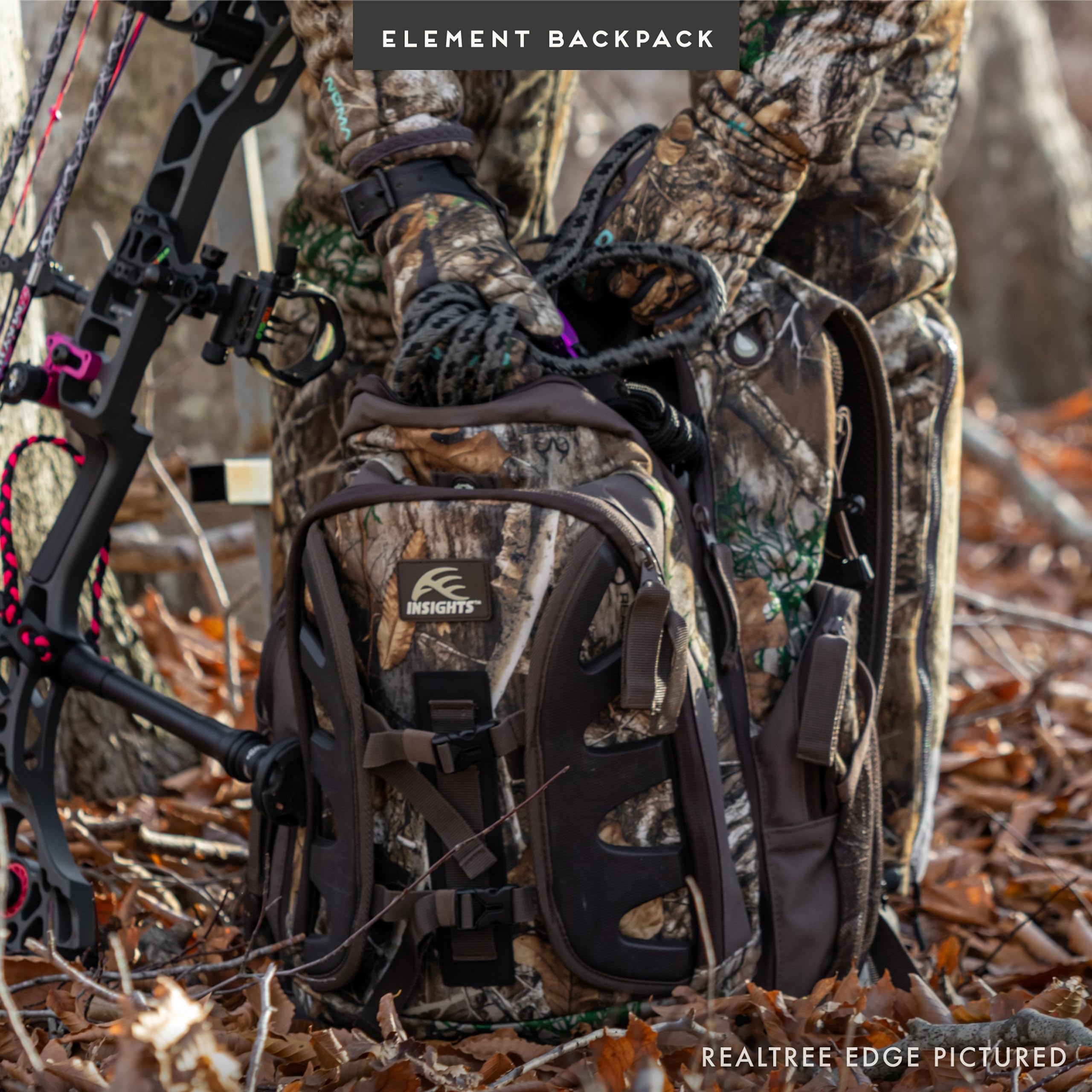 Insights Hunting by frogg toggs- The Element, Heavy Duty 1,831 Cubic Inch Outdoor Hiking Fishing Camping Hunting Backpack with Rain Fly, Solid Elements Brown