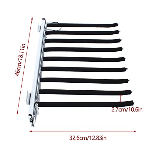 Pull Out Trouser Rack Closet Pants Hanger 9 Arms Slide Out Pants Storage Holder,Steel Closet Organizer Rack for Pants 18.11x12.83in,Right Side Mount