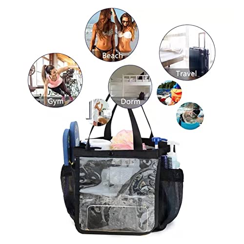 Portable Mesh Shower Caddy with Waterproof Bag , Quick Dry Hanging Toiletry Bag, 10 Storage Pocket Handle Bath Organizer for College Dorm Room Essentials, Gym, Bathroom, Mobile phone waterproof bag