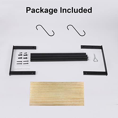 TocTen Towel Rack for Bathroom Wall Mounted, Bathroom Towel Holders with Wooden Shelf Wall Towel Rack, Bath Wall Towel Organizer for Rolled Towels, Large Towel, Washcloths, Spa, Salon(Matte Black)