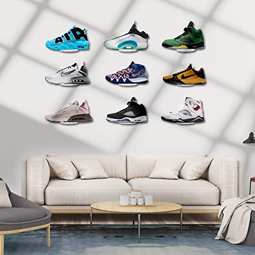 JEHUPA Floating Shoe Rack Display Racks - Set of 6 Clear Display Wall Mounted Shoe Racks, Acrylic Hanging Shoe Display Stands for Displaying Sneakers