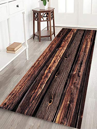 Dark Brown Old Wooden Board Print Memory Foam Bath Rugs and doormats Non Slip Absorbent Super Cozy Flannel Bathroom Rug Carpet 47x18 inches