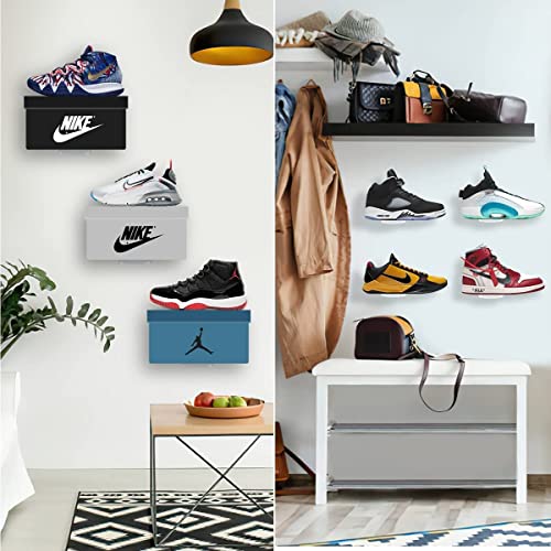 JEHUPA Floating Shoe Rack Display Racks - Set of 6 Clear Display Wall Mounted Shoe Racks, Acrylic Hanging Shoe Display Stands for Displaying Sneakers