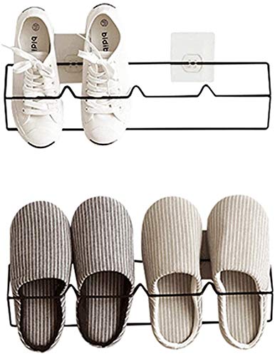 Esdella Shoes Rack Organizer Wall Mounted Storage Shelf Shoe Holder Keeps Shoes Off The Floor (Black, 4 Pack)