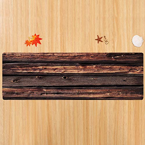 Dark Brown Old Wooden Board Print Memory Foam Bath Rugs and doormats Non Slip Absorbent Super Cozy Flannel Bathroom Rug Carpet 47x18 inches
