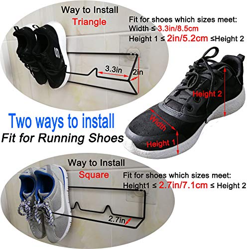 Esdella Shoes Rack Organizer Wall Mounted Storage Shelf Shoe Holder Keeps Shoes Off The Floor (Black, 4 Pack)