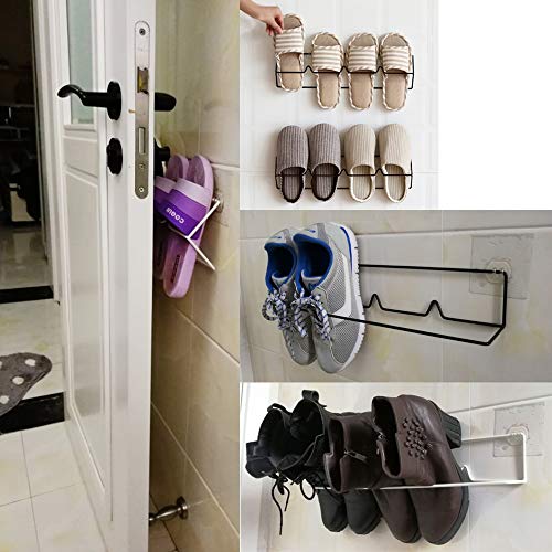 Esdella Shoes Rack Organizer Wall Mounted Storage Shelf Shoe Holder Keeps Shoes Off The Floor (Black, 4 Pack)