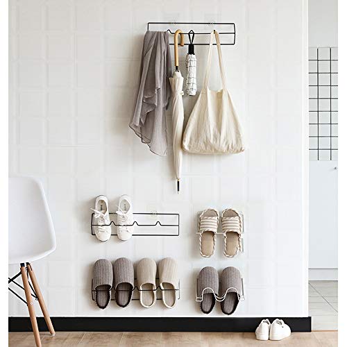 Esdella Shoes Rack Organizer Wall Mounted Storage Shelf Shoe Holder Keeps Shoes Off The Floor (Black, 4 Pack)