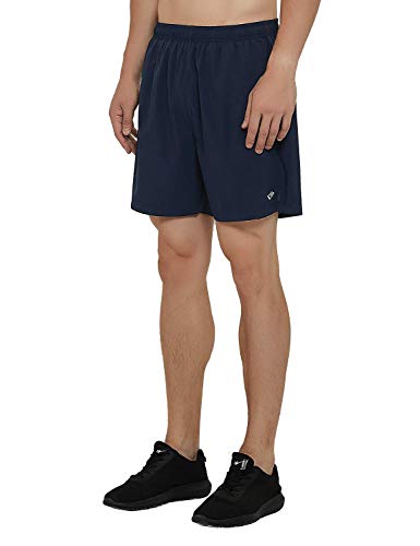 GGK Mens 5 Inch Running Shorts Lightweight Quick Dry Athletic Shorts for Workout Gym Training with Back Zipper Pockets Navy Blue