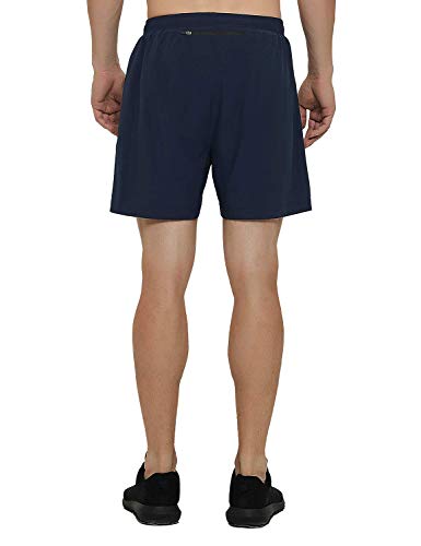 GGK Mens 5 Inch Running Shorts Lightweight Quick Dry Athletic Shorts for Workout Gym Training with Back Zipper Pockets Navy Blue