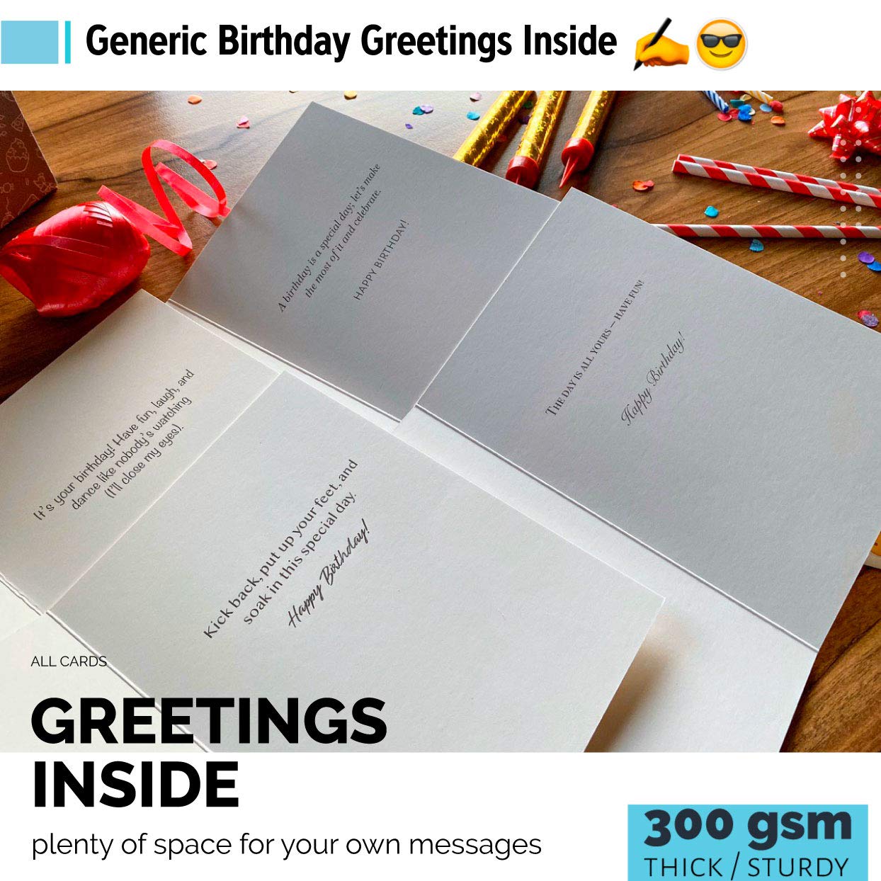 60 Happy Birthday Cards Assortment - Bday Cards in Bulk - 5x7 Assorted Variety Box Set Pack Unique Designs with Envelopes - Birthday Card for Men Women Kids - for Office - Greeting Message Inside