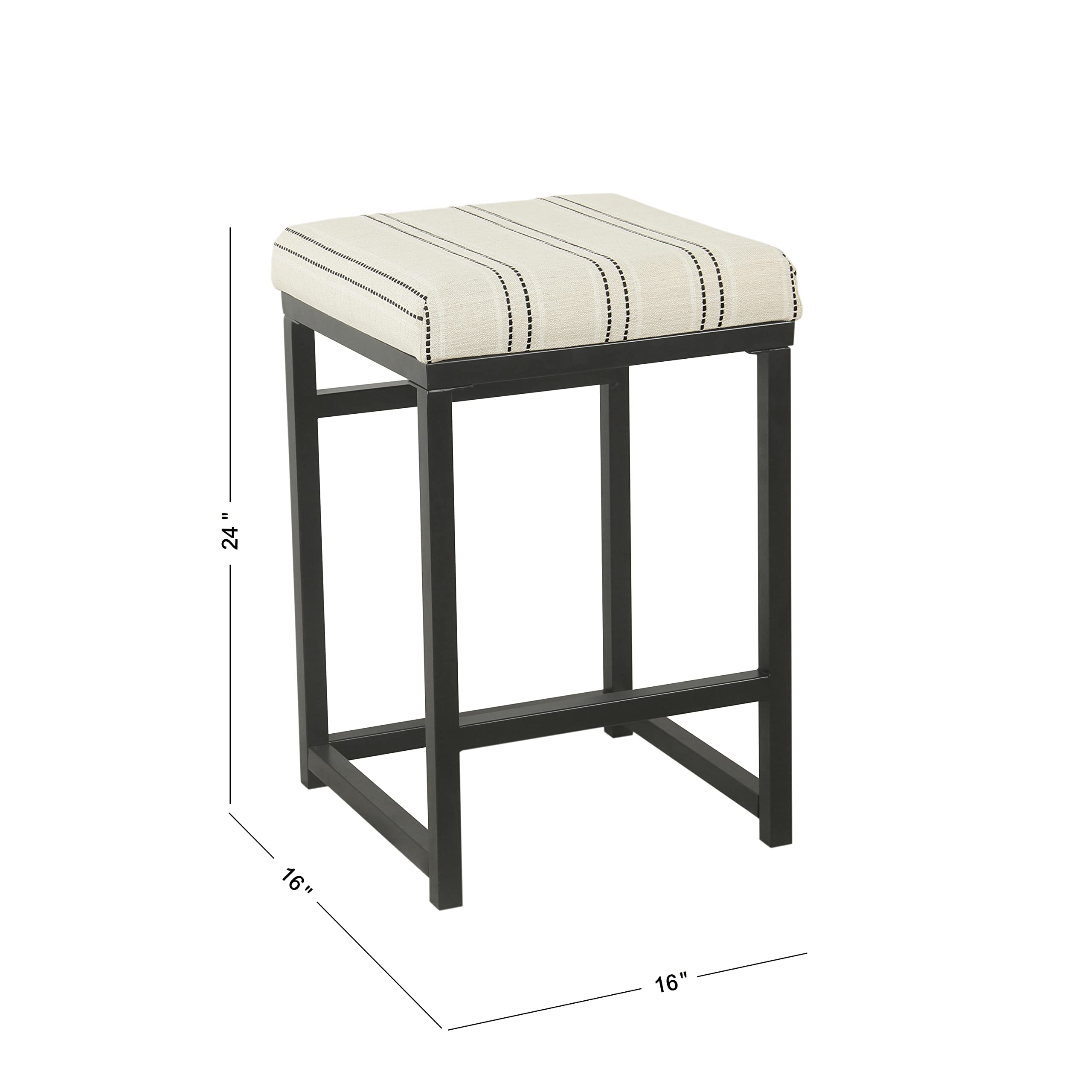 HomePop Home Decor | Modern 24-Inch Counter Stool | Backless Metal Frame Bar Stools Counter Height | Decorative Home Furniture, Black and White Stripe