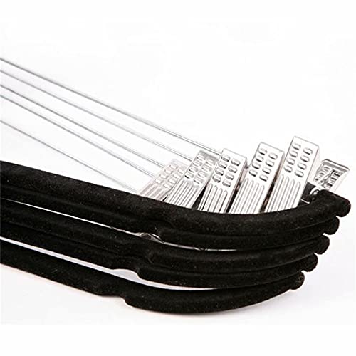 10 Pack Velvet Skirt Hangers with Clips, Velvet Pants Hangers for Suits, Trouser , Skirts, Coat, Dresses, 360 Degree Swivel Hook (Black)